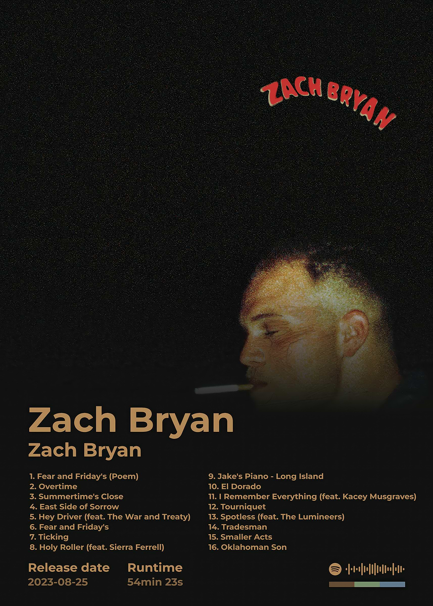 'Zach Bryan Album Cover' Poster, picture, metal print, paint by ...
