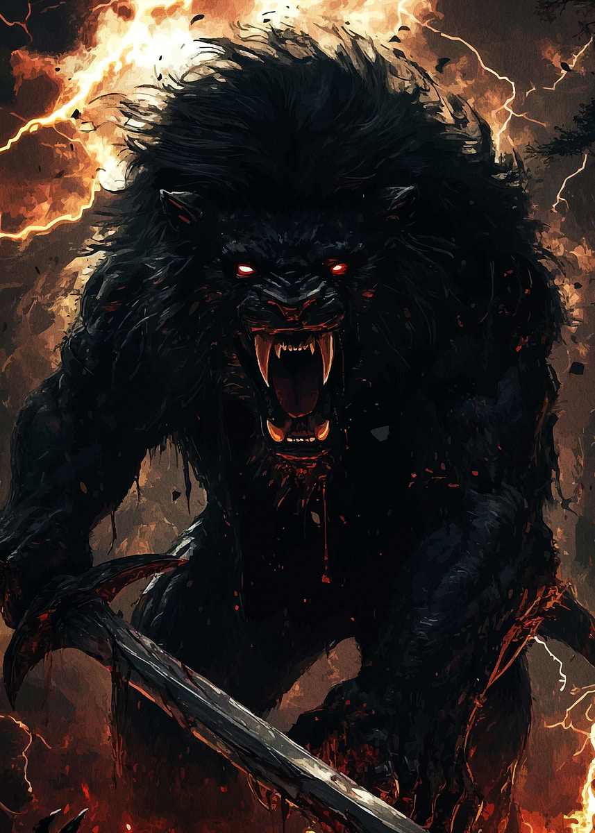 'Fearsome Werewolf Sword' Poster, picture, metal print, paint by Werner ...
