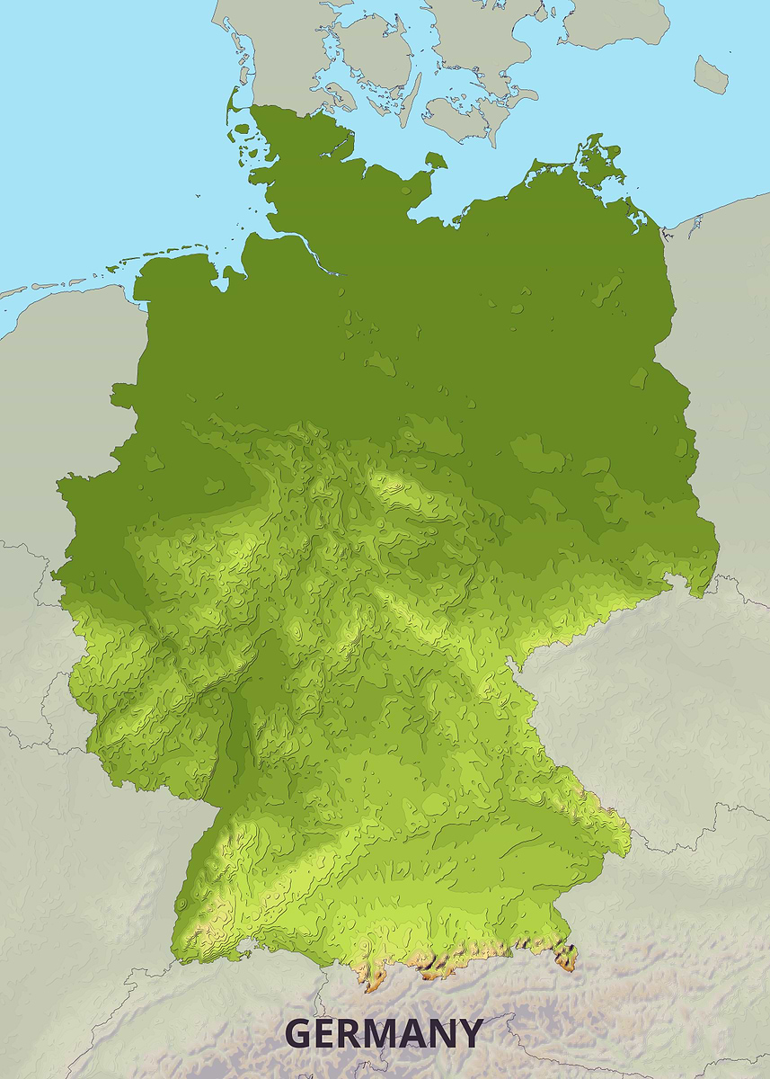 'Germany Topographic Map' Poster, picture, metal print, paint by Sam ...