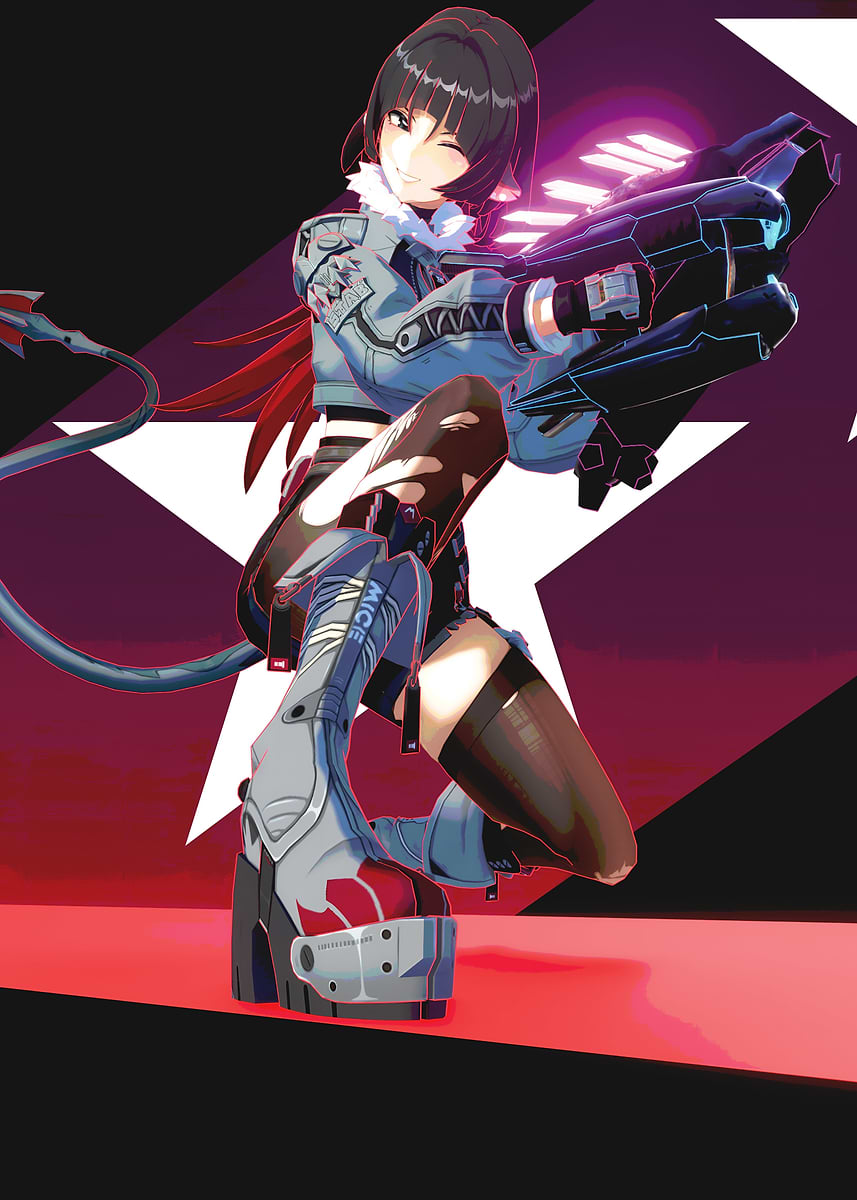 'Anime Girl with Futuristic Weapon' Poster, picture, metal print, paint ...