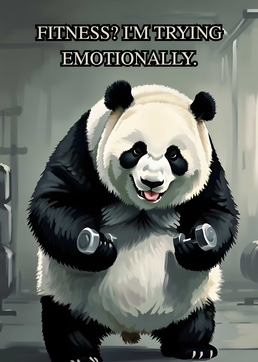 'Panda's Emotional Fitness Journey' Poster, picture, metal print, paint ...