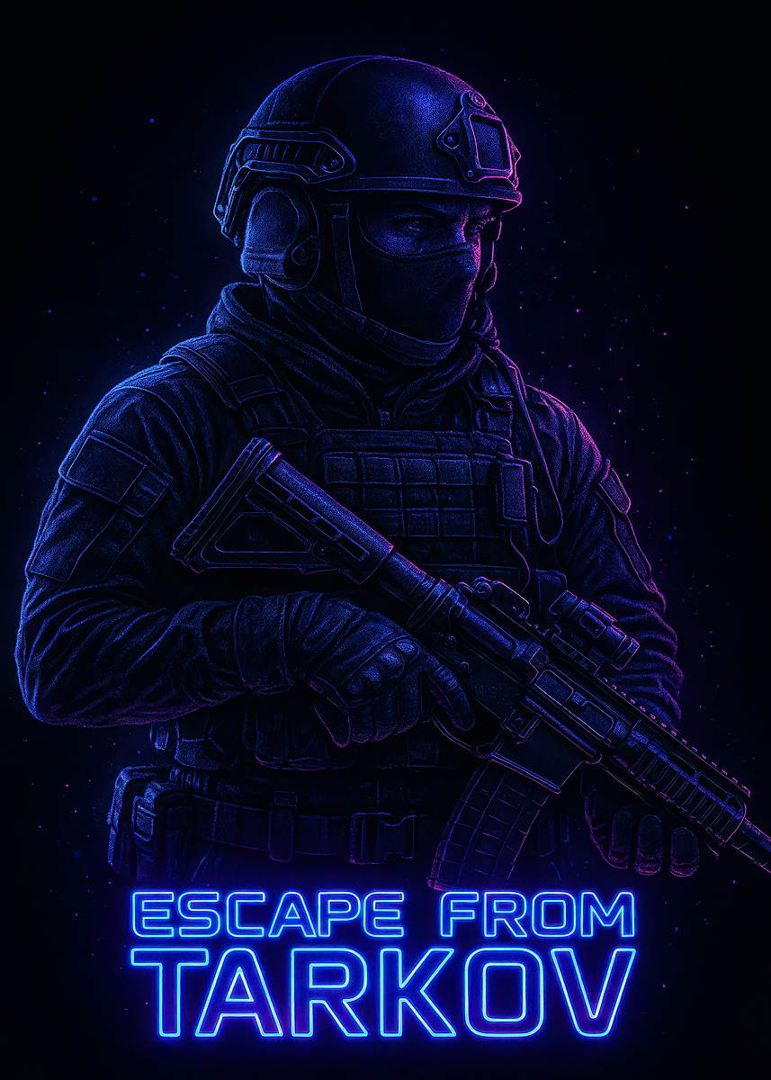 'Escape From Tarkov Neon Soldier' Poster, picture, metal print, paint ...