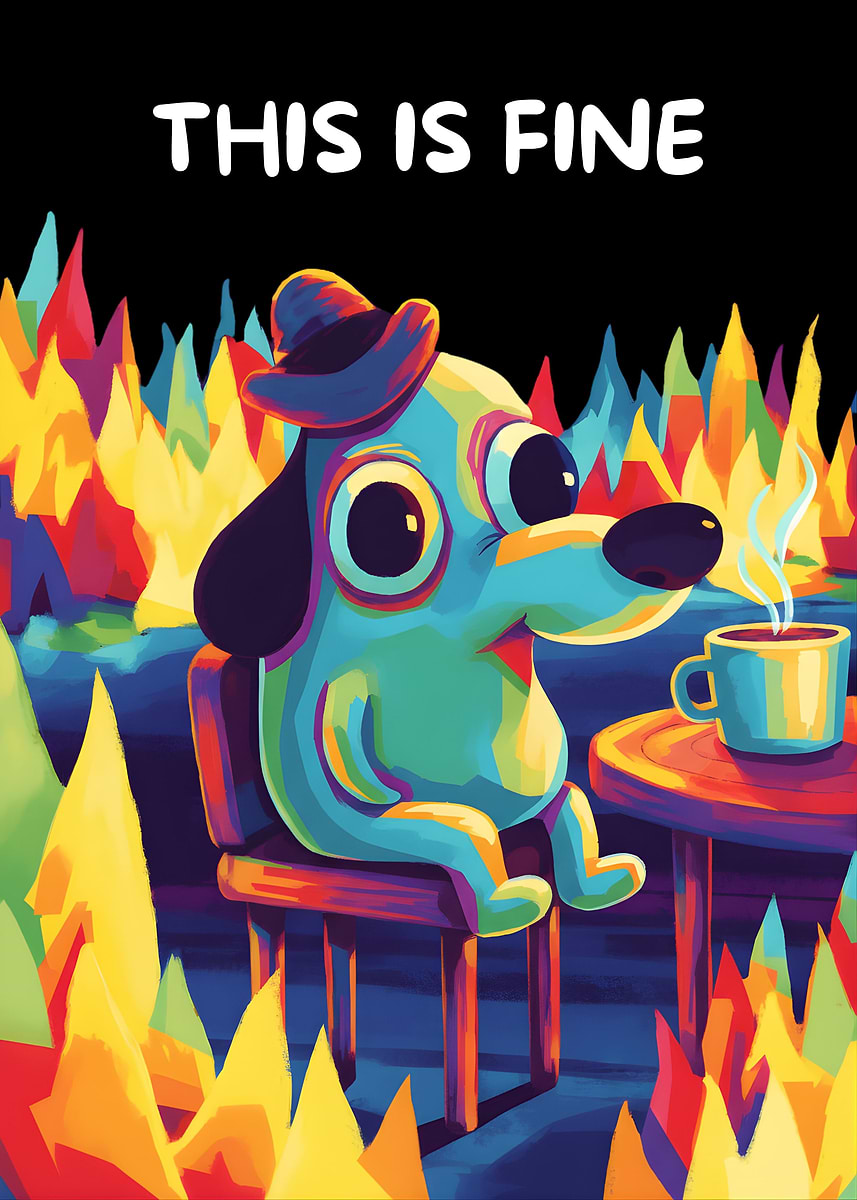 'This is Fine Dog Meme' Poster, picture, metal print, paint by ...