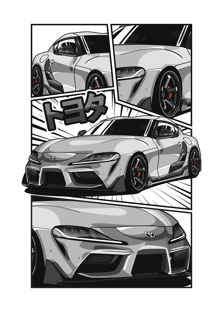 'Toyota Supra Manga Style' Poster, picture, metal print, paint by ...