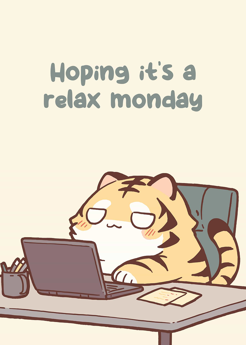 'Relax Monday Tiger Cartoon' Poster, picture, metal print, paint by ...
