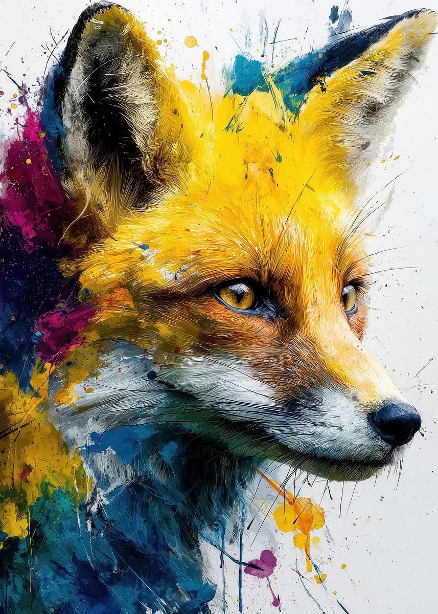 'Colorful Fox Portrait' Poster, picture, metal print, paint by Martin ...