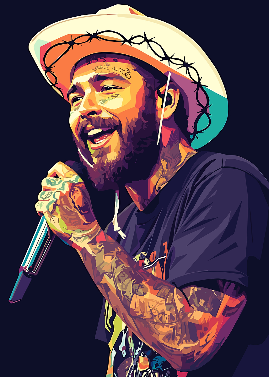 'Post Malone Pop Art Portrait' Poster, picture, metal print, paint by ...