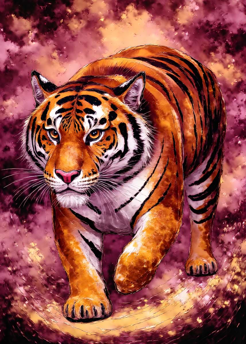 'Majestic Tiger Portrait' Poster, picture, metal print, paint by KAKHU ...