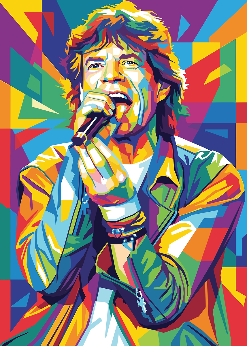 'Mick Jagger Colorful Pop Art Portrait' Poster, picture, metal print ...