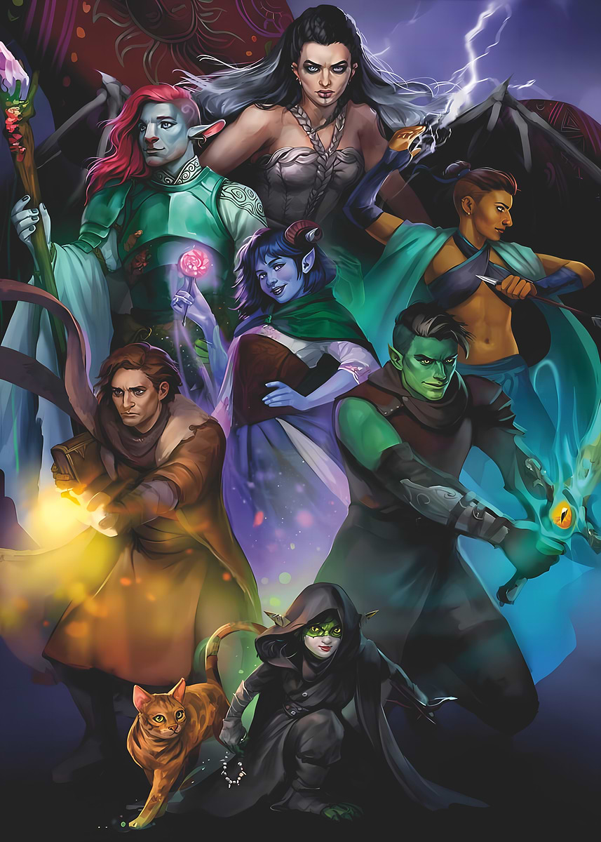 'Mighty Nein Group Portrait' Poster, picture, metal print, paint by ...