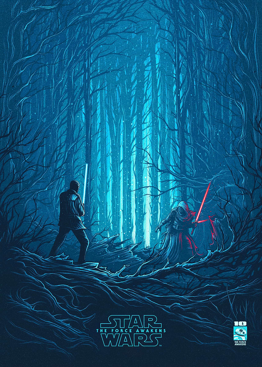 'The Force Awakens: Lightsaber Duel' Poster, picture, metal print ...