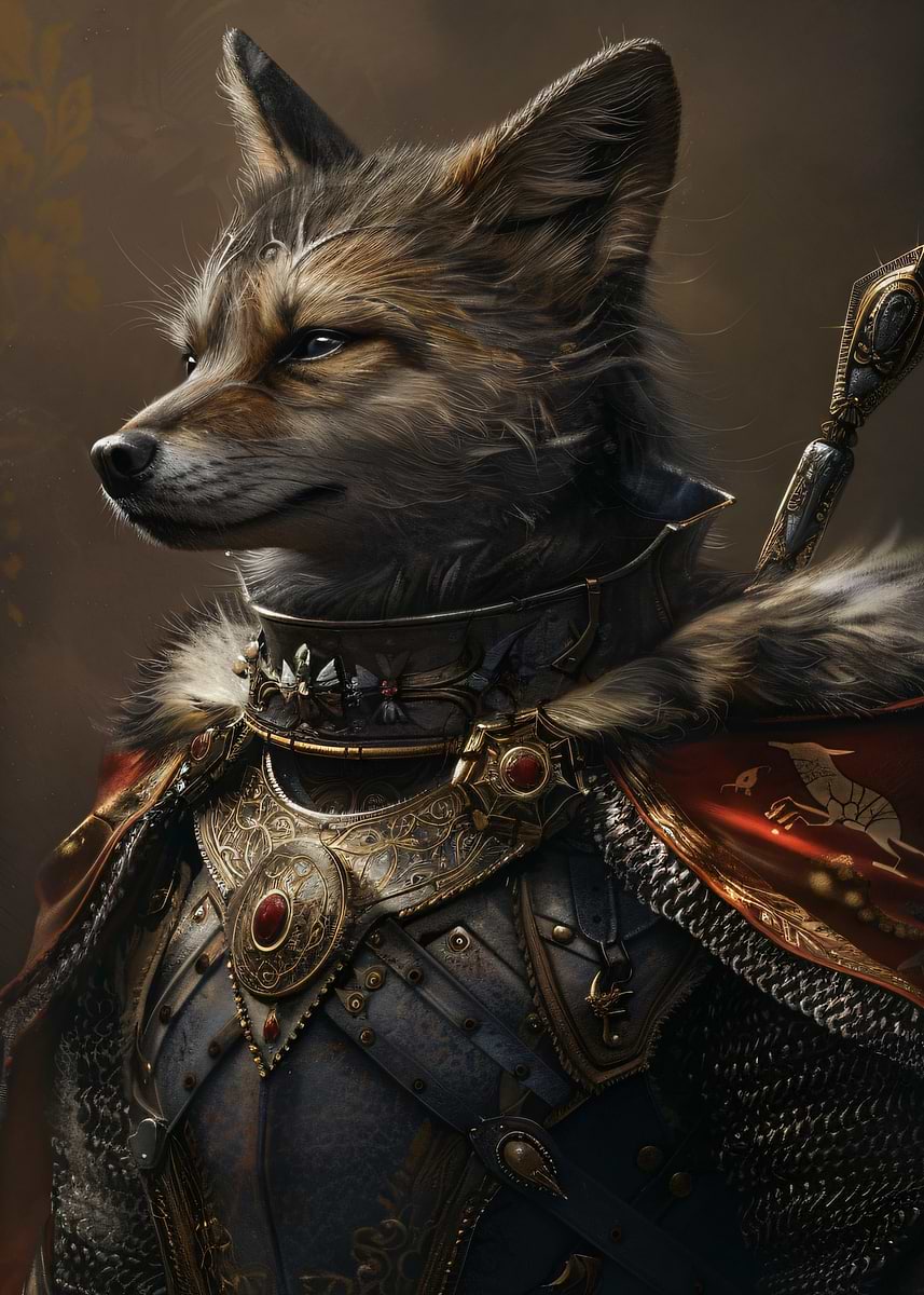 'Fox Knight in Armor Portrait' Poster, picture, metal print, paint by ...