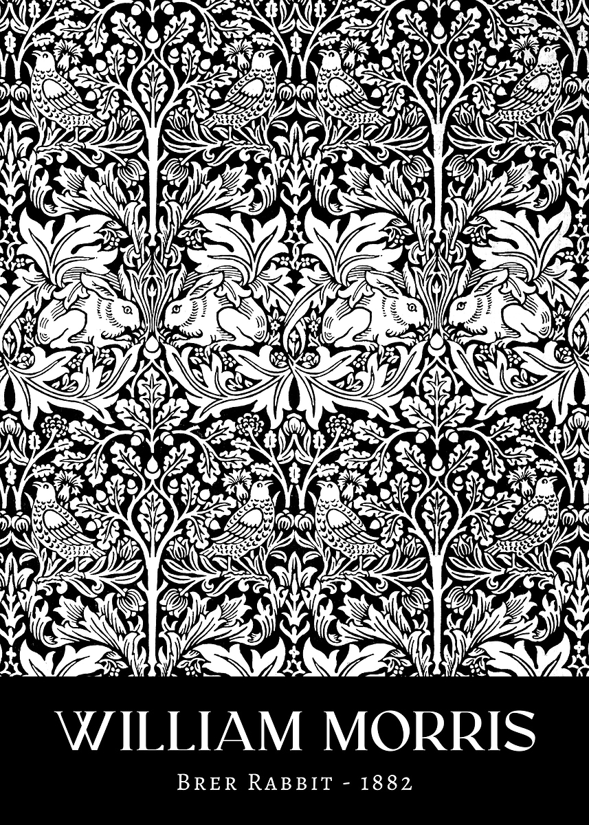 'William Morris Brer Rabbit (Black & White)' Poster, picture, metal ...
