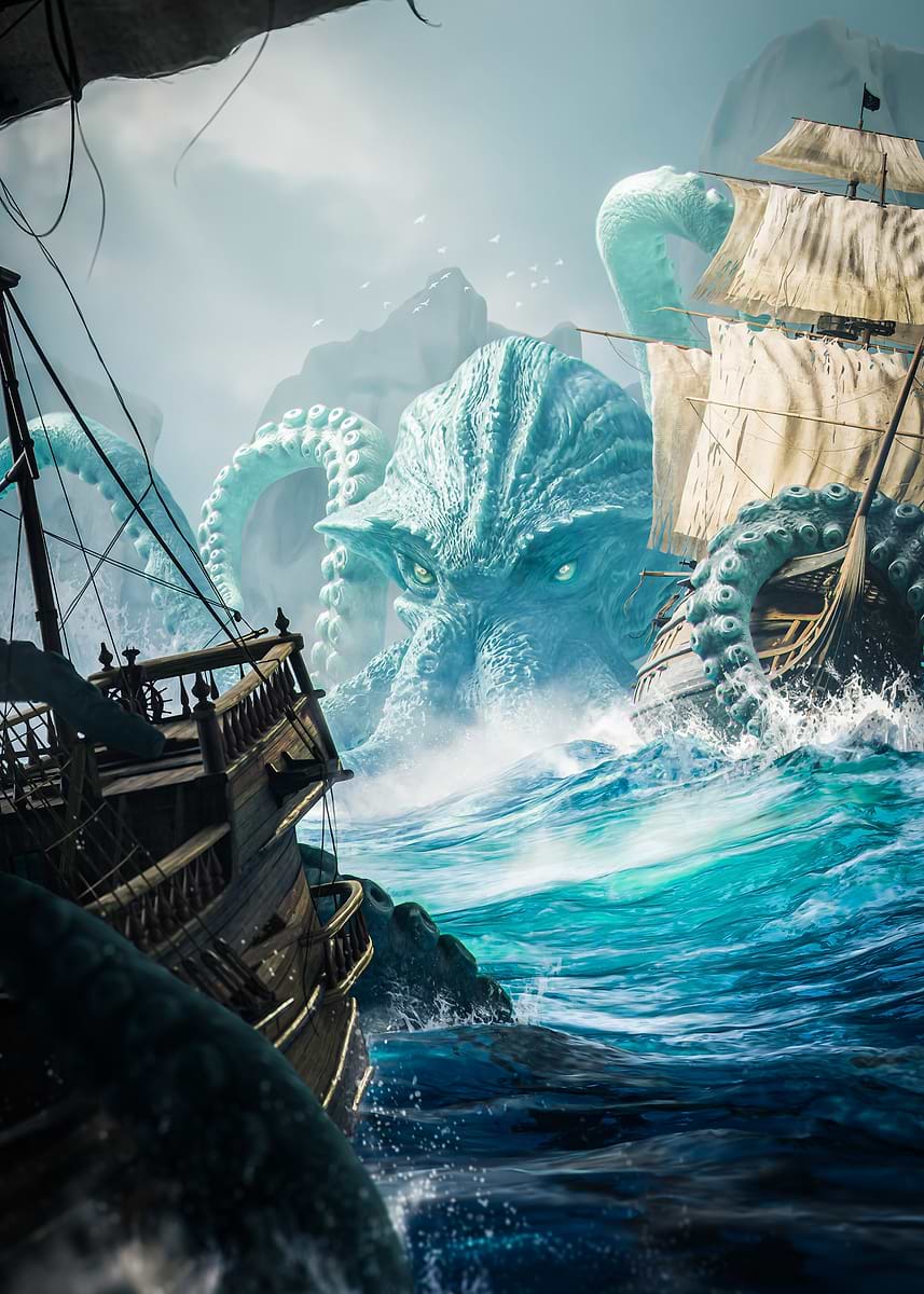 'The Kraken' Poster, picture, metal print, paint by David Catuhe | Displate