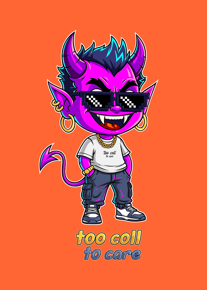 'Cool Devil Cartoon Character' Poster, picture, metal print, paint by ...