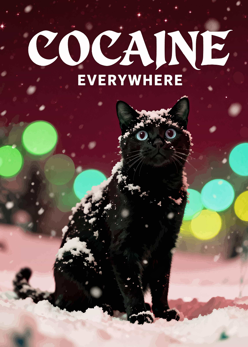 'Cocaine Everywhere Funny Text' Poster, picture, metal print, paint by ...