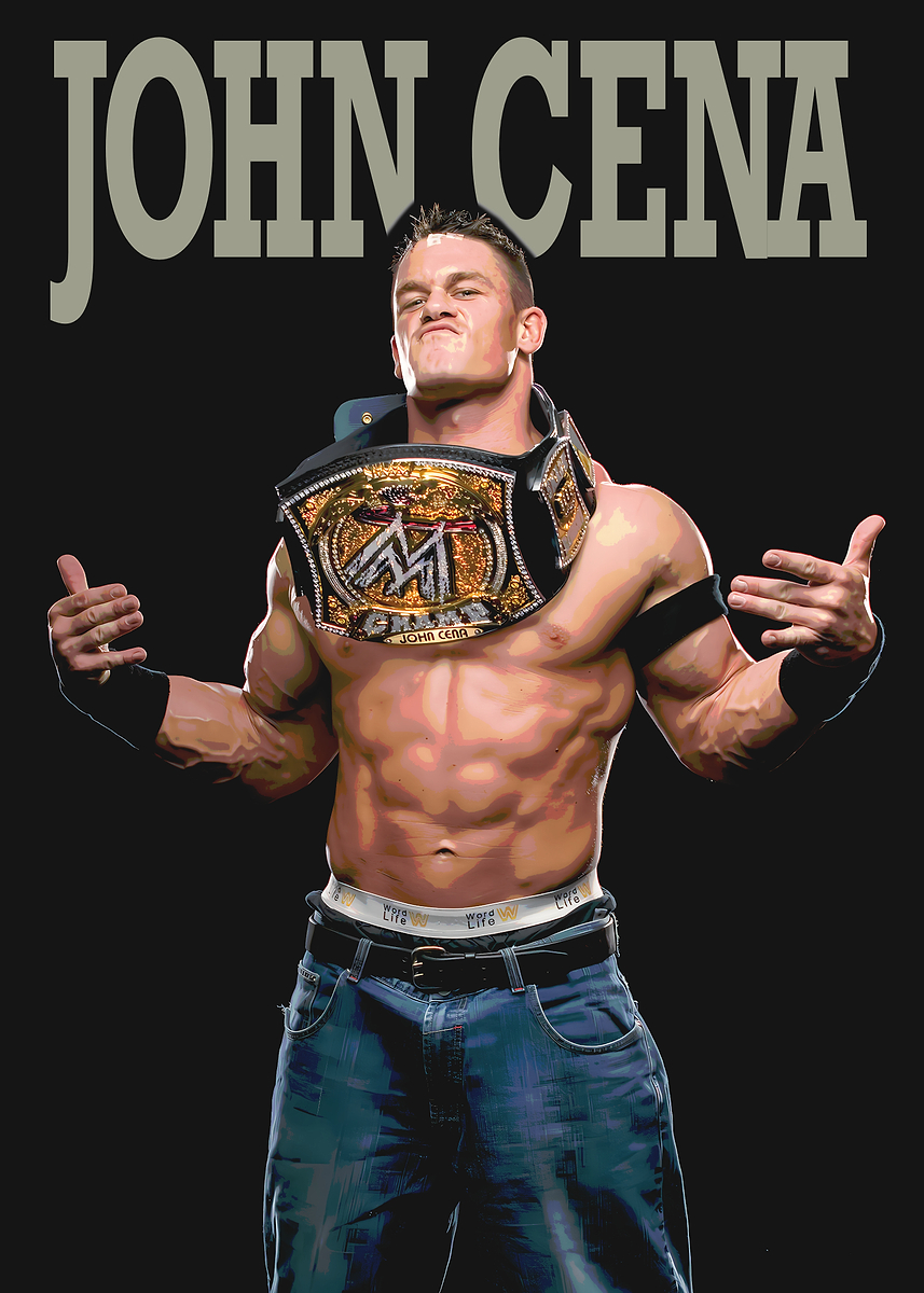 'John Cena with Championship Belt' Poster, picture, metal print, paint ...