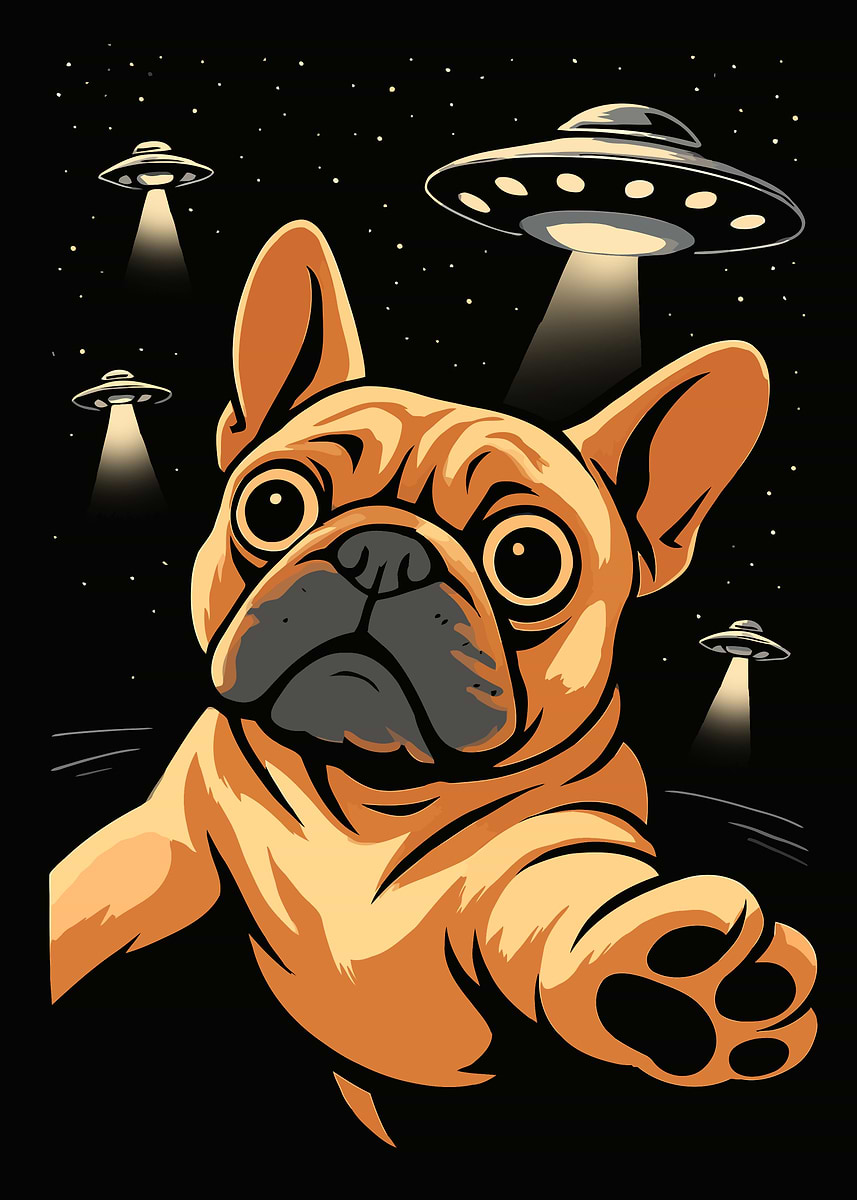 'Alien Abduction French Bulldog Art' Poster, picture, metal print ...