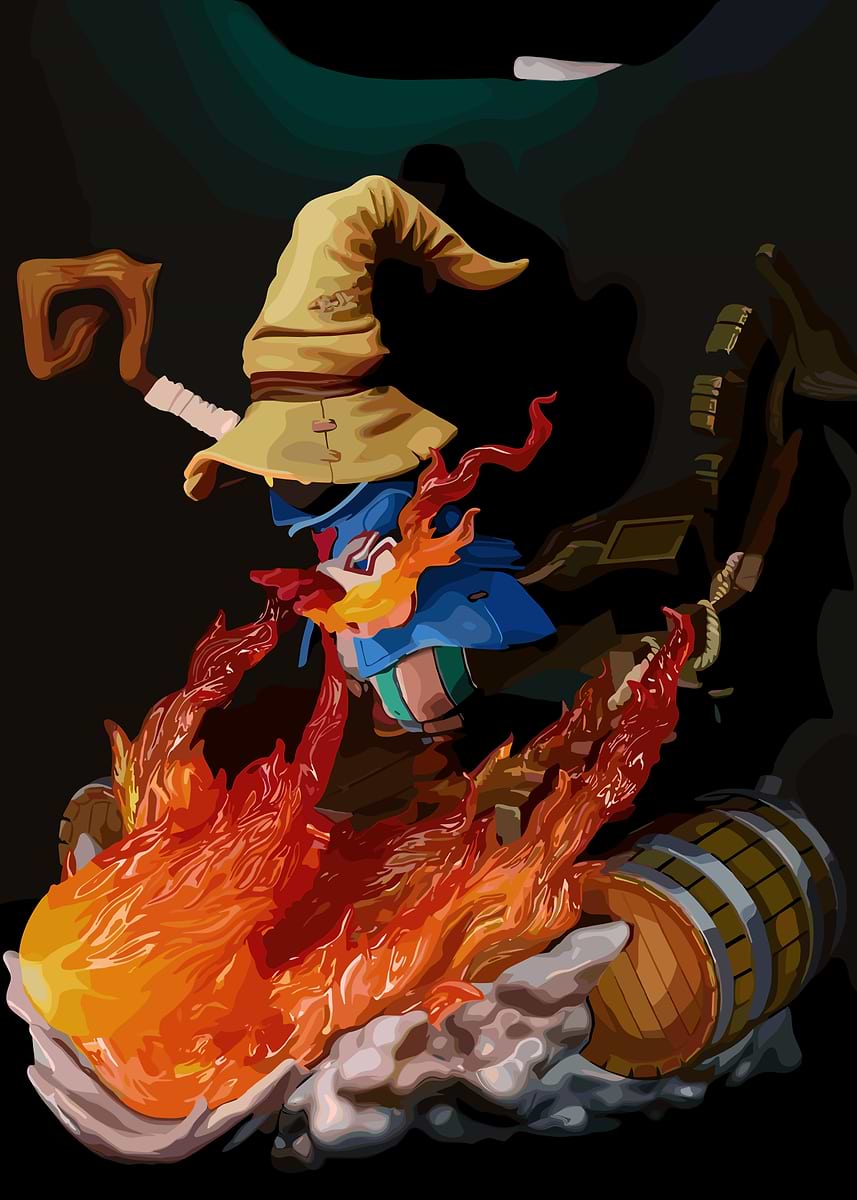 'vivi final fantasy with Fire and Barrel' Poster, picture, metal print ...