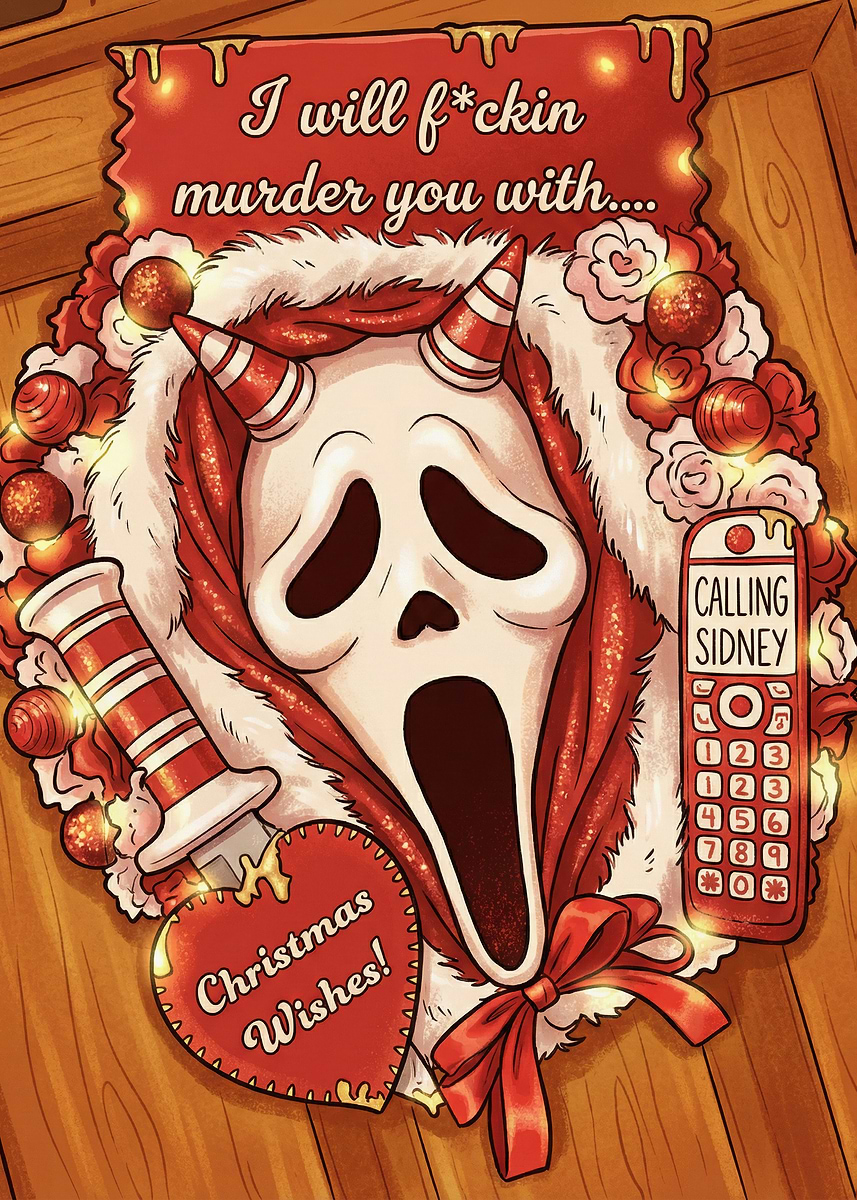 'Horror Christmas Wreath with Ghostface' Poster, picture, metal print ...
