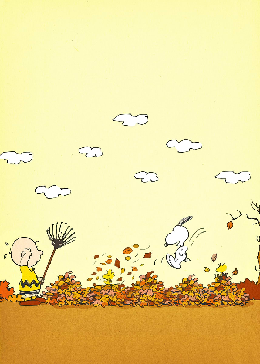 'Peanuts gang in autumn leaves' Poster, picture, metal print, paint by ...