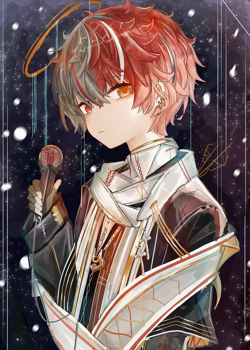 'Anime Boy with Microphone and Halo' Poster, picture, metal print ...