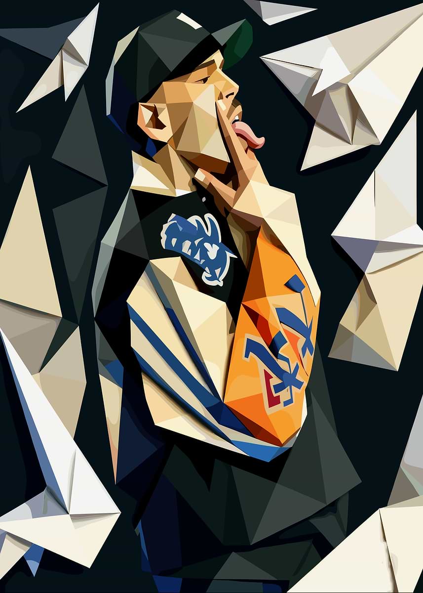 'Geometric Man with Paper Airplanes' Poster, picture, metal print ...