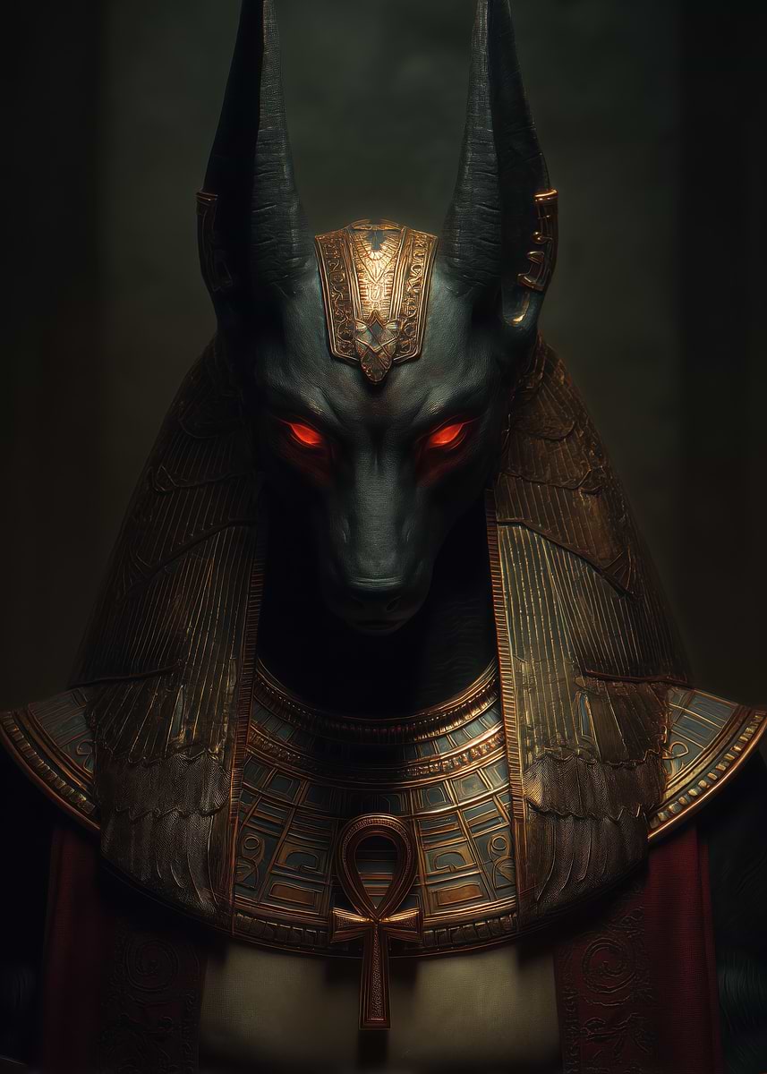 'Anubis with Glowing Red Eyes' Poster, picture, metal print, paint by ...