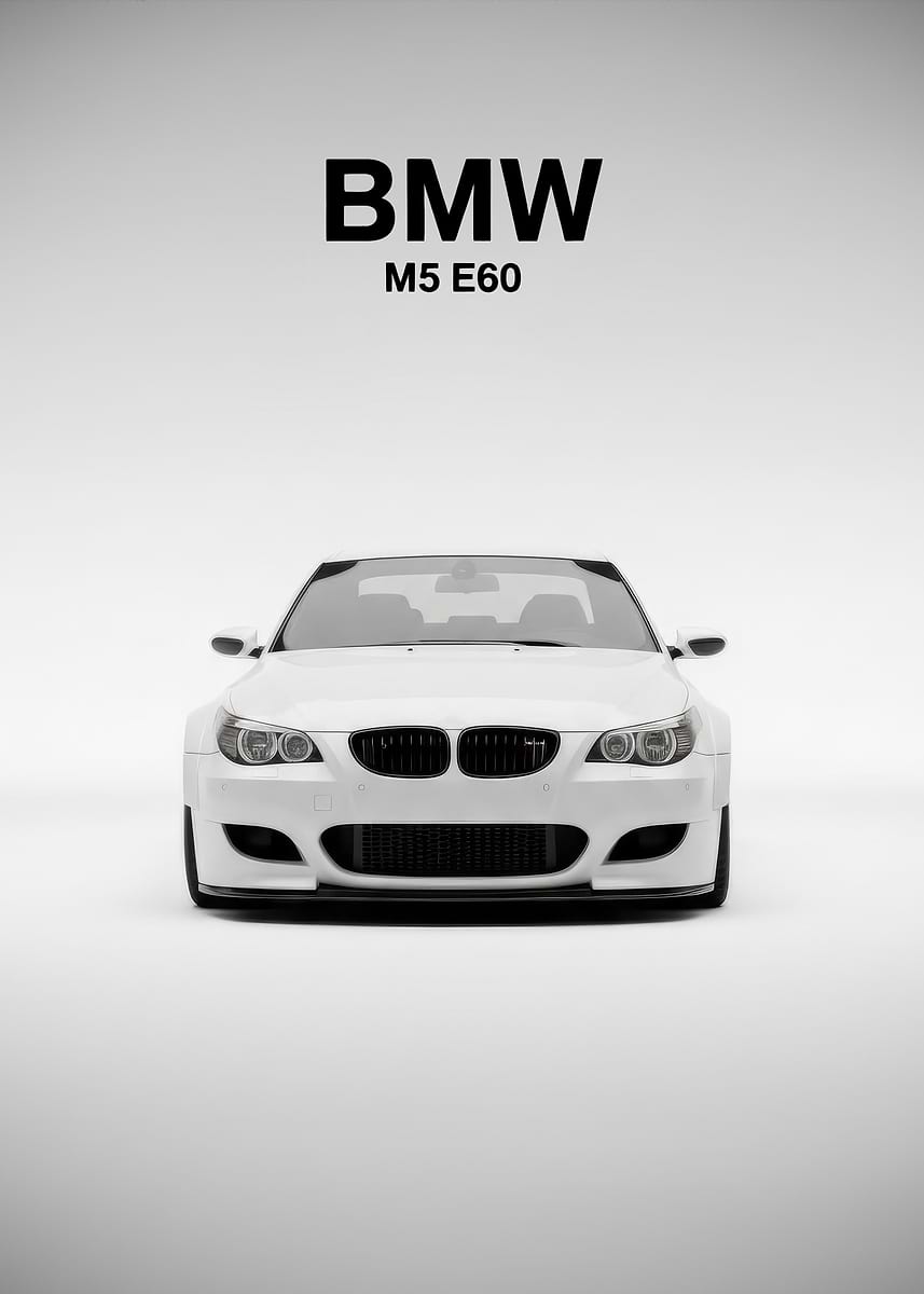 'BMW M5 E60 white Front poster' Poster, picture, metal print, paint by ...