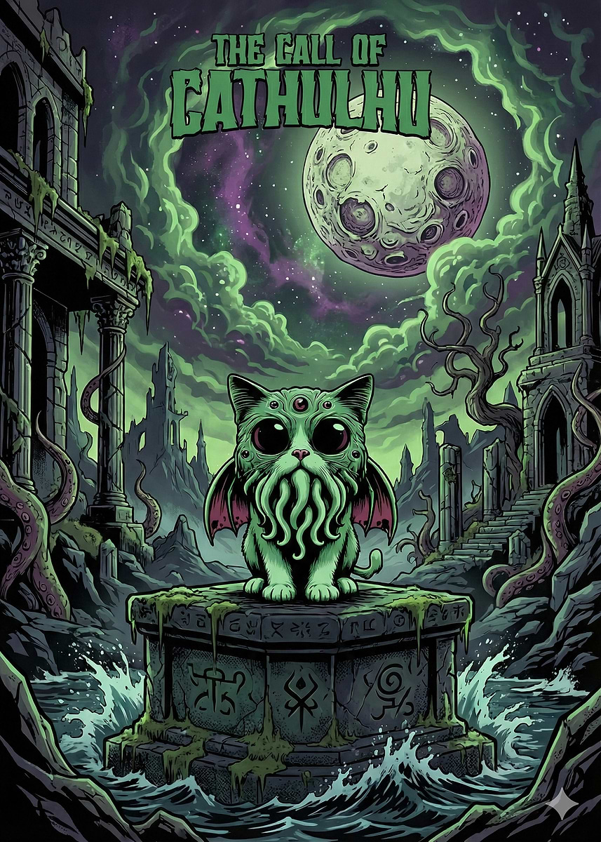 'The Call of Cthulhu Cat' Poster, picture, metal print, paint by tyna ...