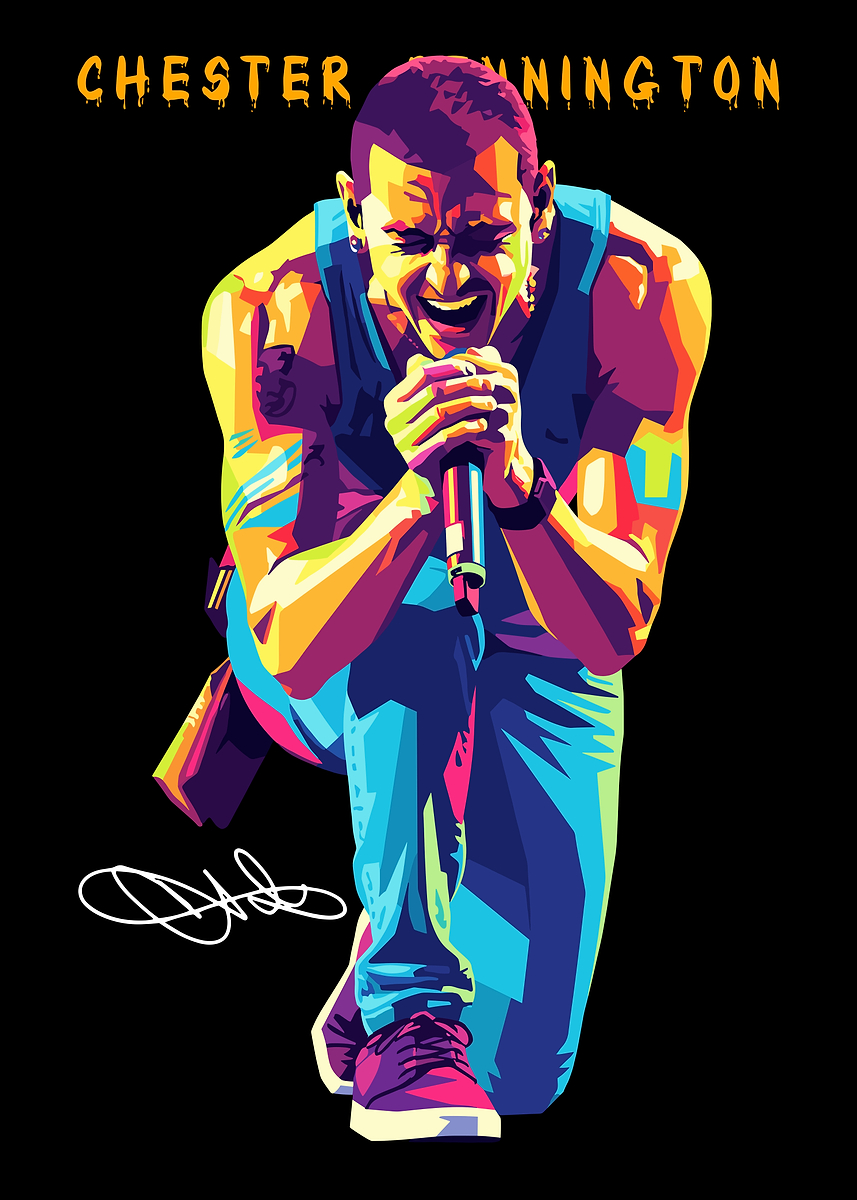 'Chester Bennington Colorful Portrait' Poster, picture, metal print ...