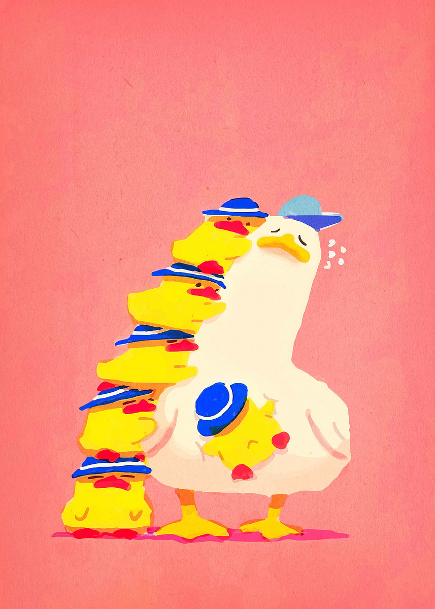 'Duck Stack with Baby Ducks' Poster, picture, metal print, paint by ...