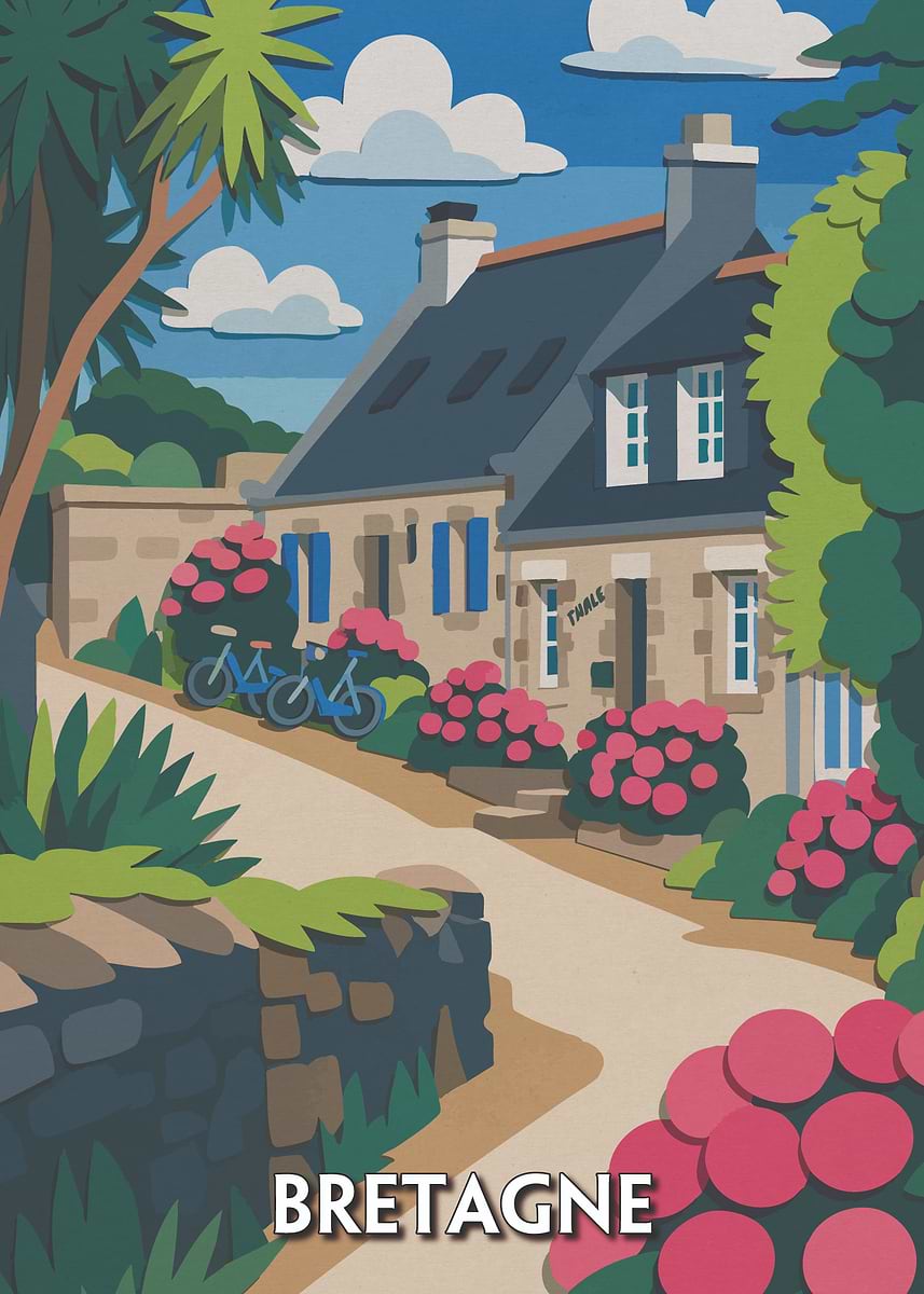 'Bretagne Village Scene' Poster, picture, metal print, paint by Erwan ...
