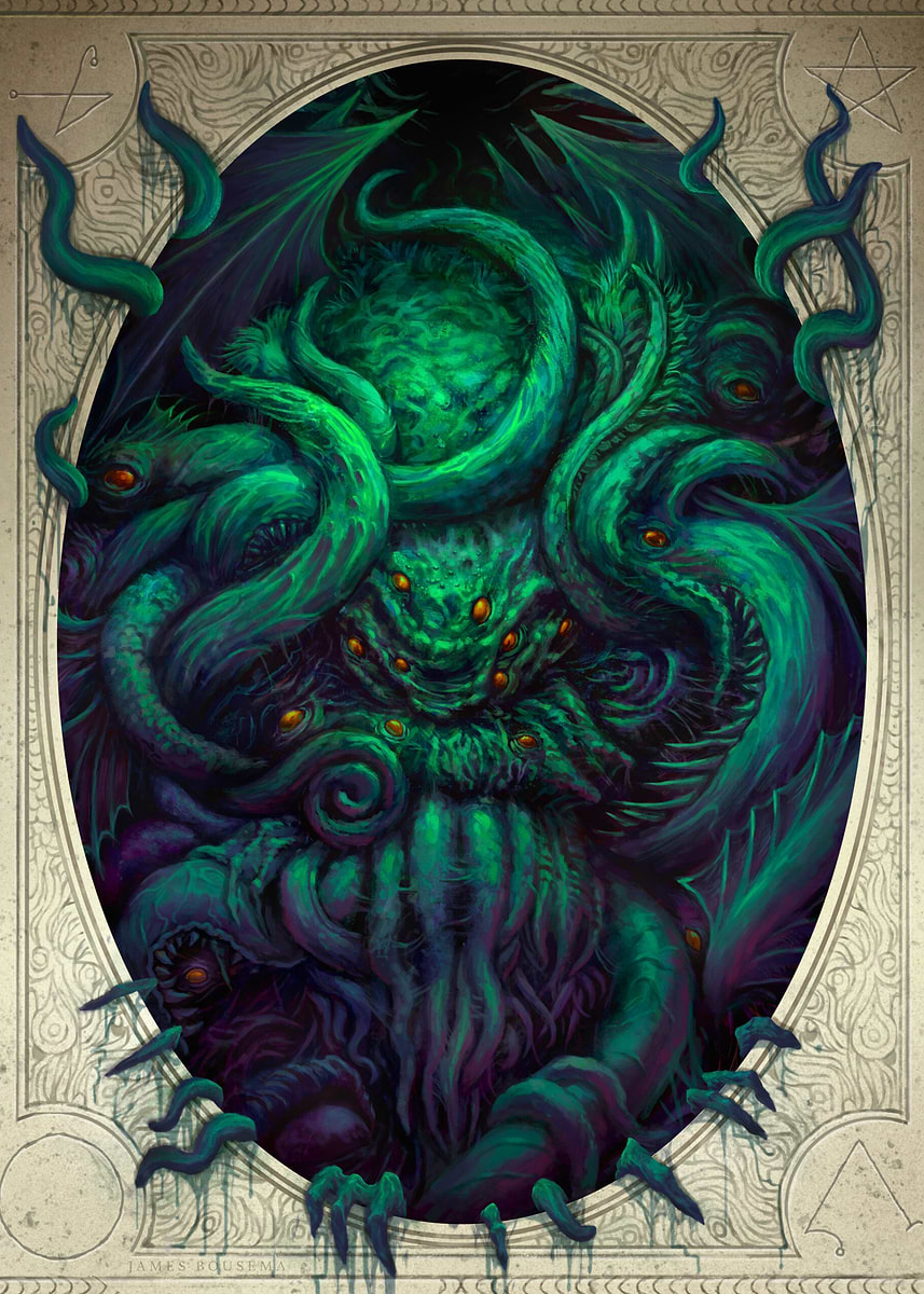 'Cthulhu Portrait in Ornate Frame' Poster, picture, metal print, paint ...