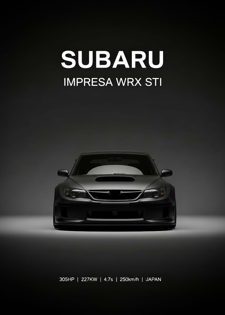 'Subaru Impreza WRX STI Car Poster' Poster, picture, metal print, paint ...