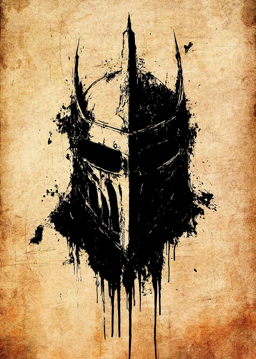 'Grunge Knight Helmet Illustration' Poster, picture, metal print, paint ...