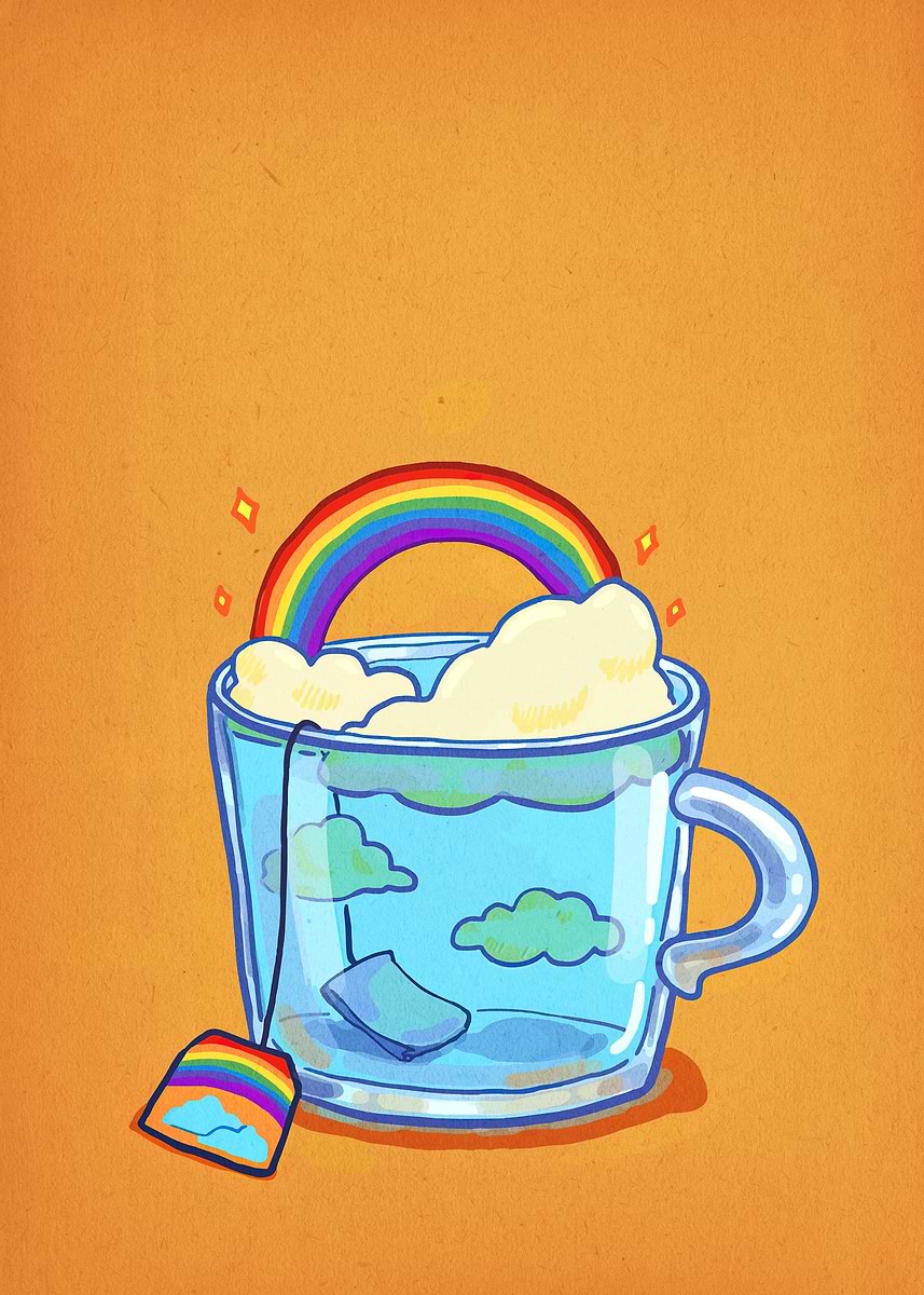'Rainbow Tea Cup Illustration' Poster, picture, metal print, paint by ...