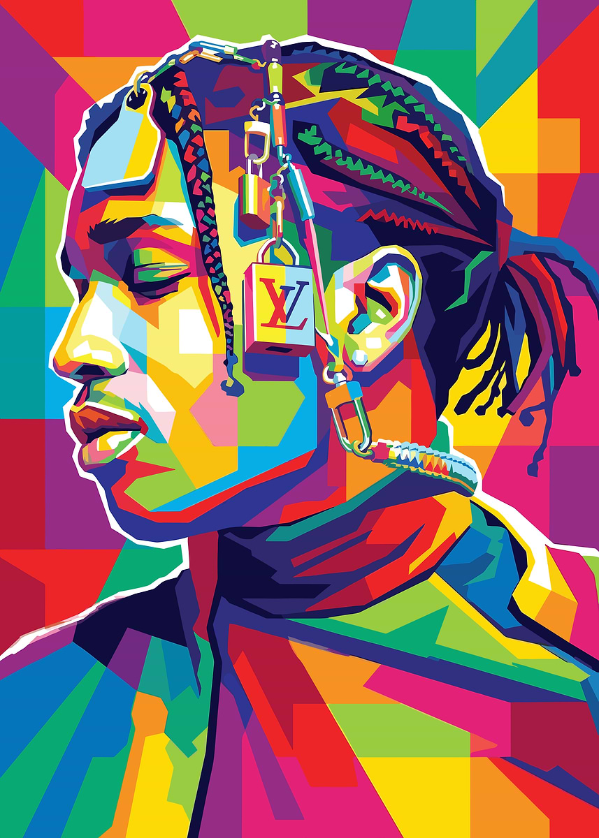 'A$AP Rocky Pop Art Portrait' Poster, picture, metal print, paint by ...