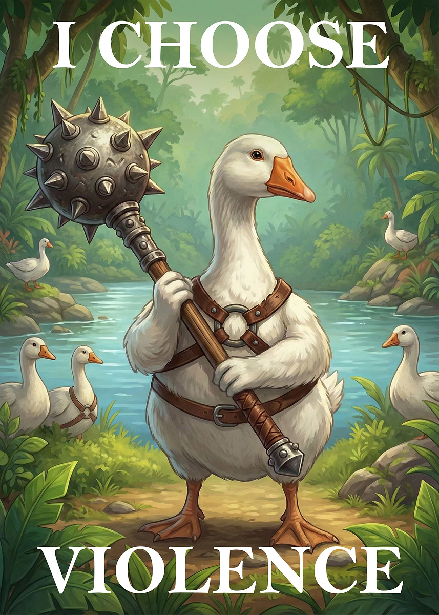 'Goose Warrior: I Choose Violence' Poster, picture, metal print, paint ...