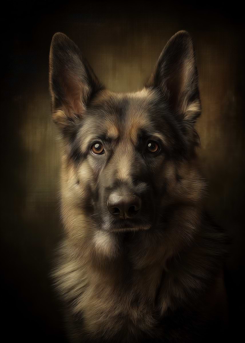 'German Shepherd Portrait' Poster, picture, metal print, paint by ...