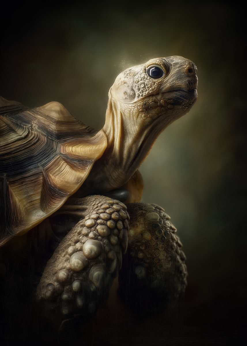 'Portrait of a Tortoise' Poster, picture, metal print, paint by ...