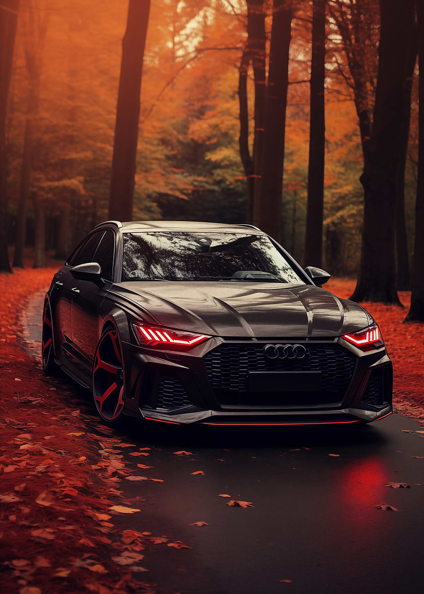 'Audi RS6 in Autumn Forest' Poster, picture, metal print, paint by ...