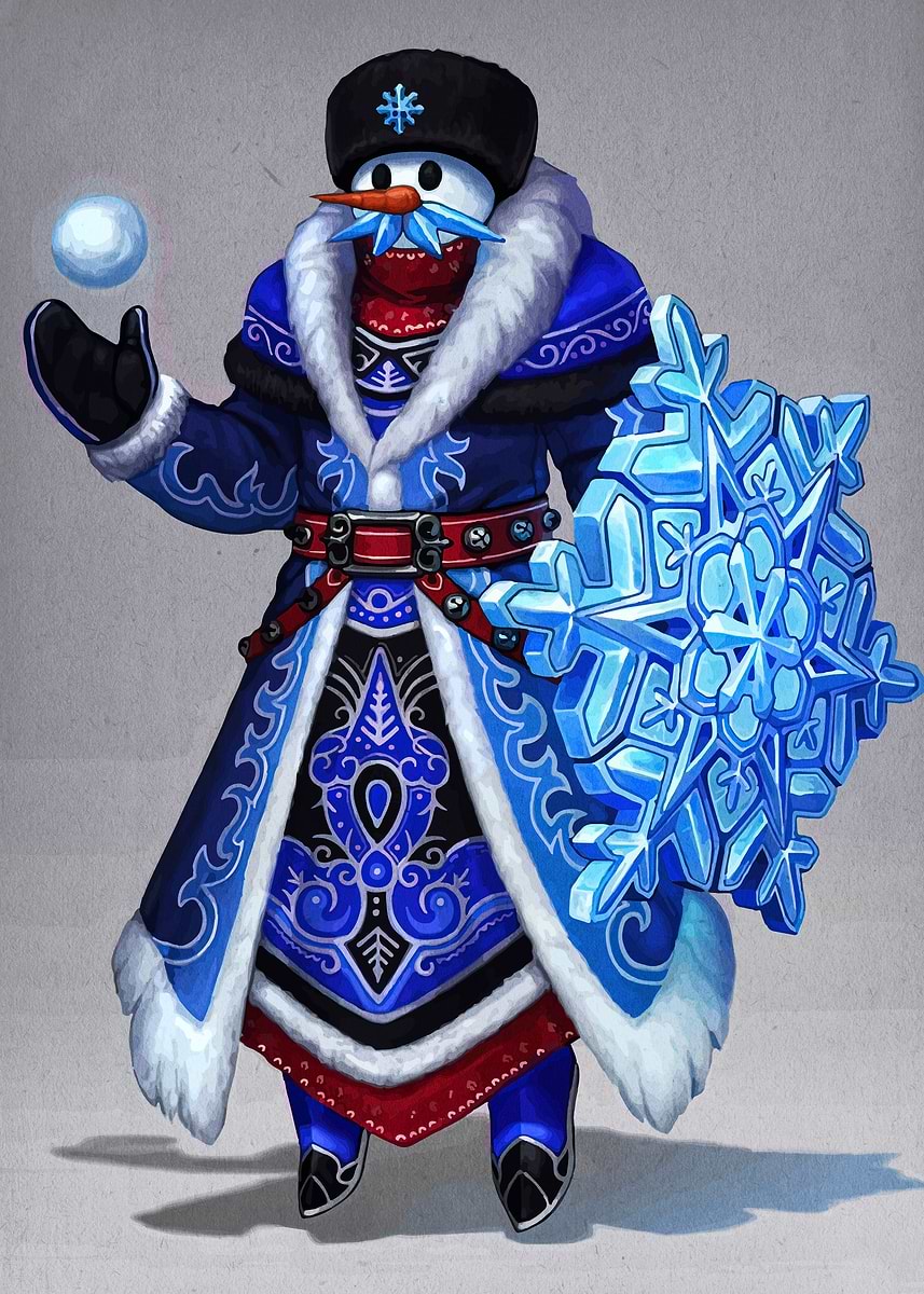 'Snowman Warrior with Snowflake Shield' Poster, picture, metal print ...
