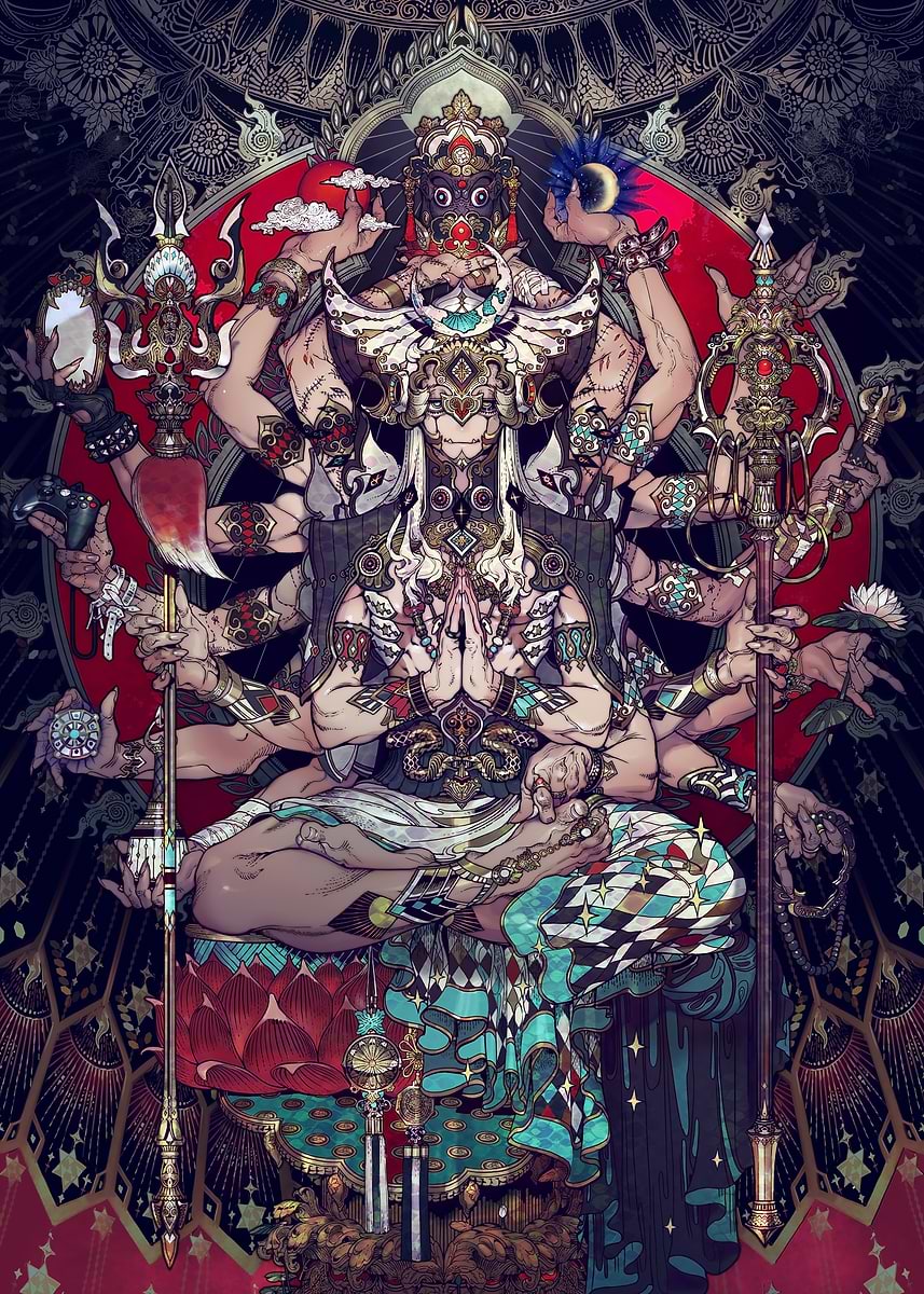 'Multi-Armed Deity Illustration' Poster, picture, metal print, paint by ...