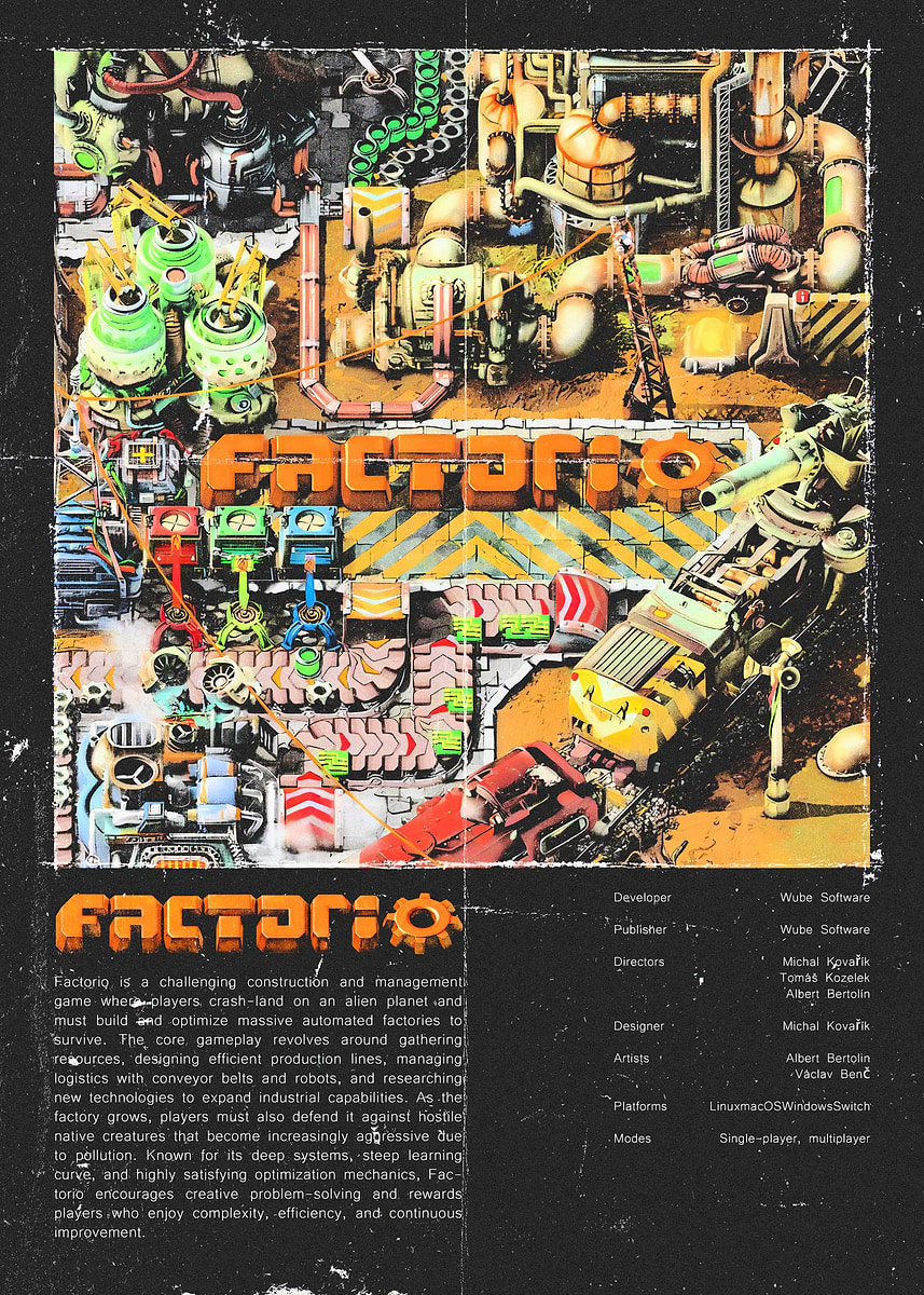 'Factorio Game ' Poster, picture, metal print, paint by dinodoni | Displate