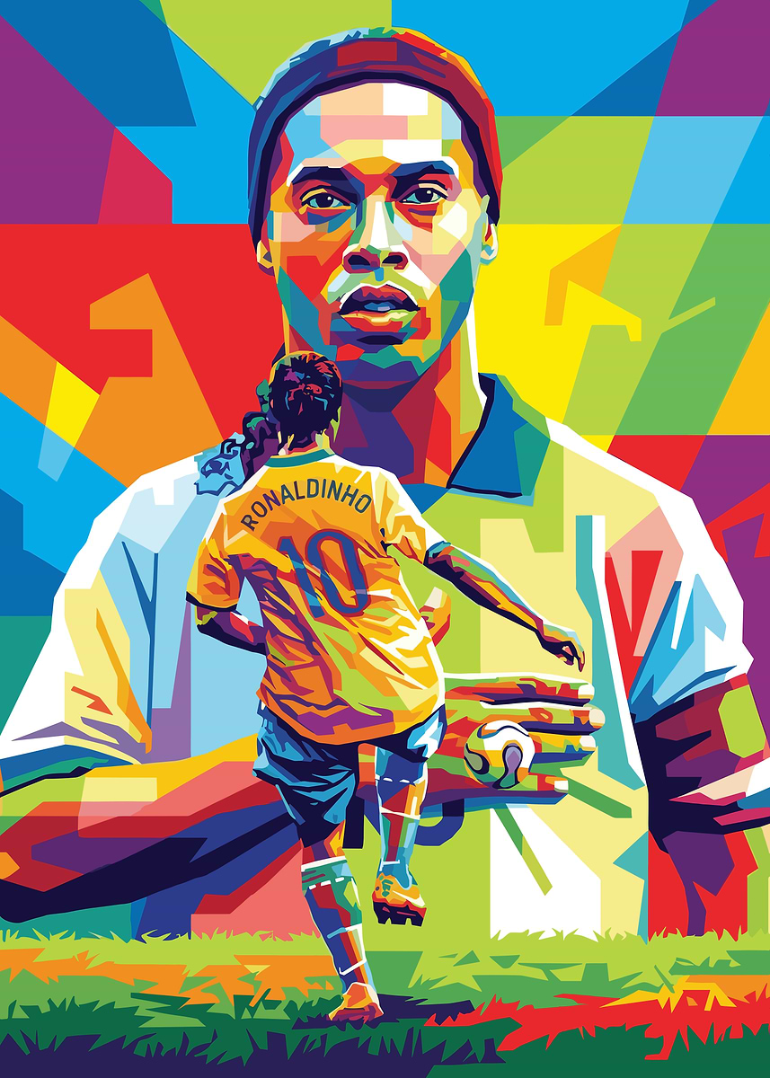 'Ronaldinho 10 Colorful Pop Art Illustration' Poster, picture, metal ...