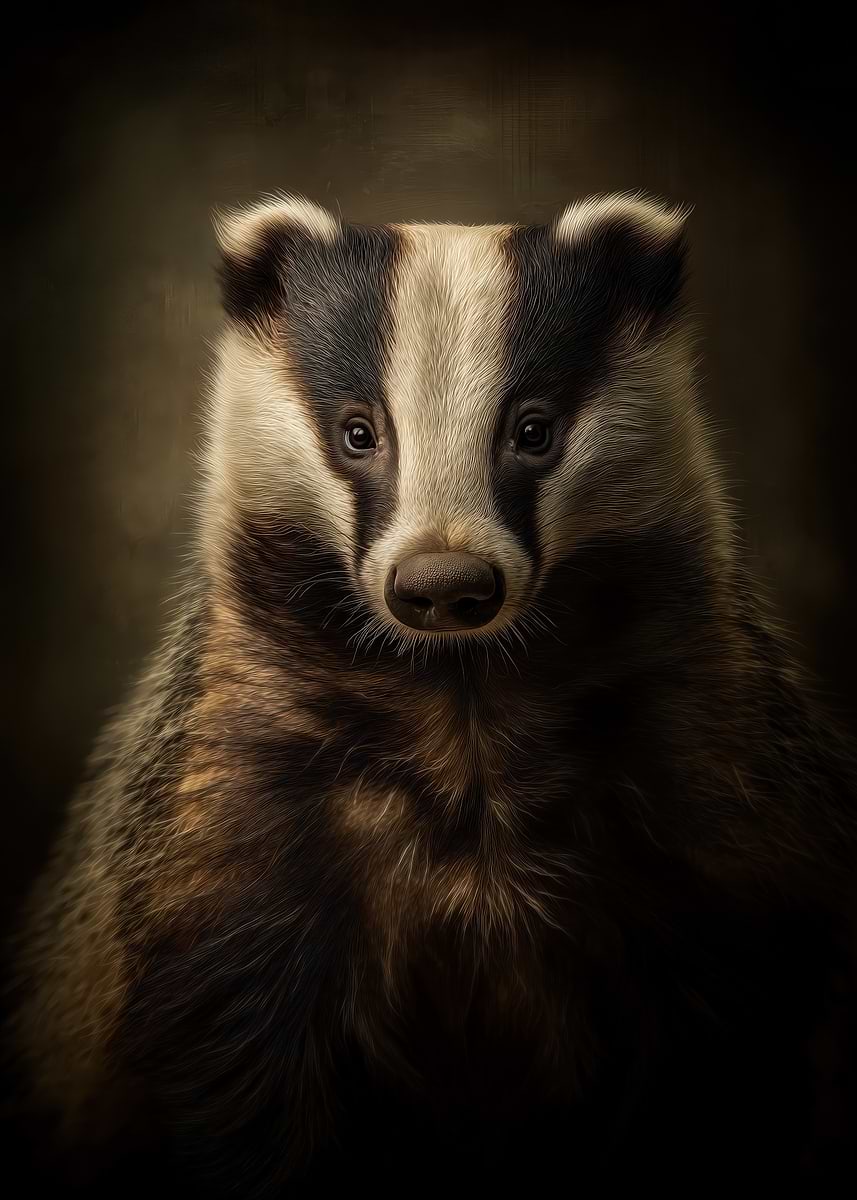 'Portrait of a Badger' Poster, picture, metal print, paint by TESSERACT ...