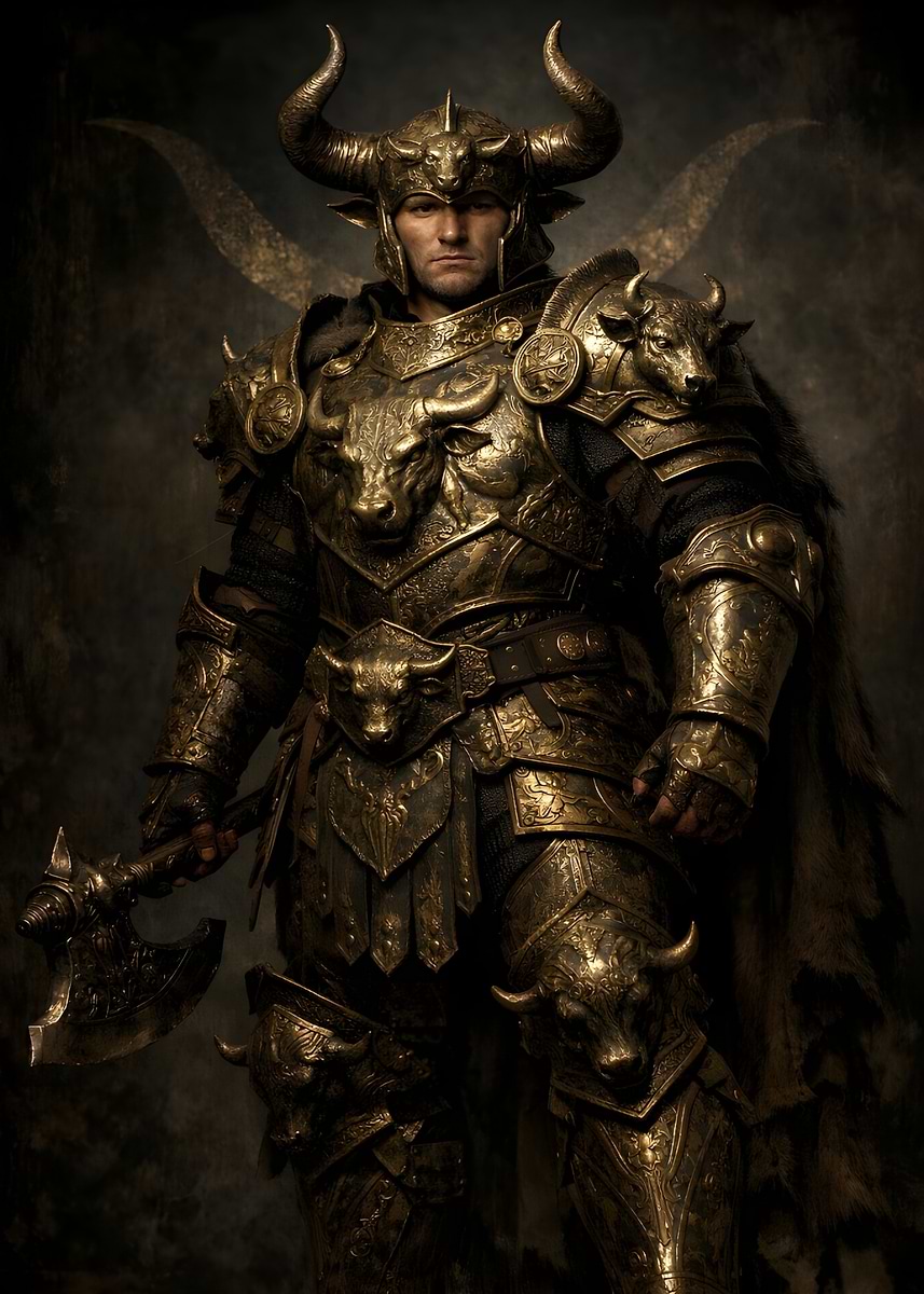 'Zodiac Taurus knight' Poster, picture, metal print, paint by CosmosTV ...