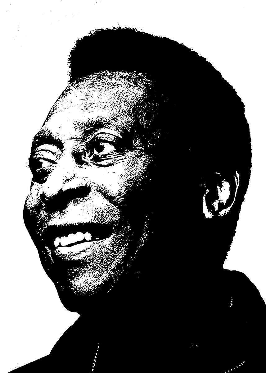 'Pele Black and White Portrait' Poster, picture, metal print, paint by ...