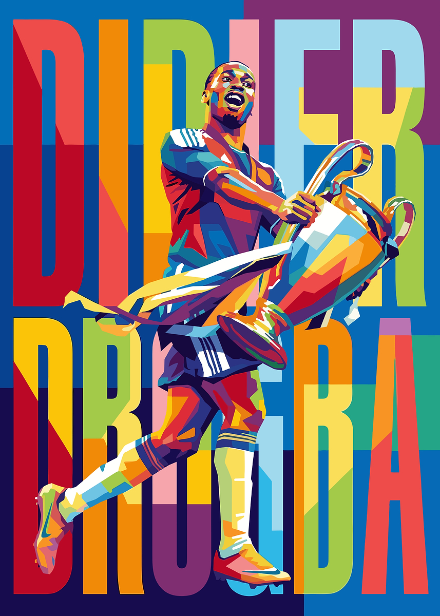 'Didier Drogba Colorful Pop Art Portrait' Poster, picture, metal print ...